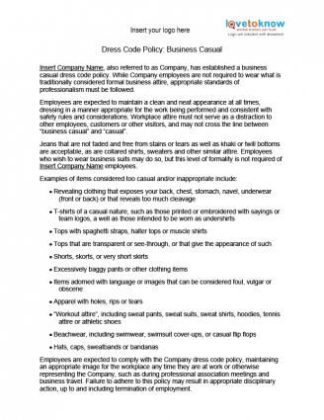 business casual dress code policy : Sample Business Casual Dress Code ...